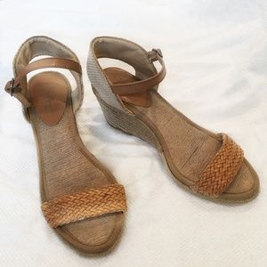 Lucky Brand | Shoes | Luckybrand Ankle Strap Open Toes Wedges Cork 7m ...
